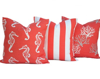 Coral throw pillows | Etsy