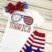 Merica Baby Girl Red White And Blue Bodysuit Outfit 4th Of