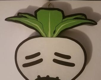 Purple & Pink striped spinning top turnip shaped