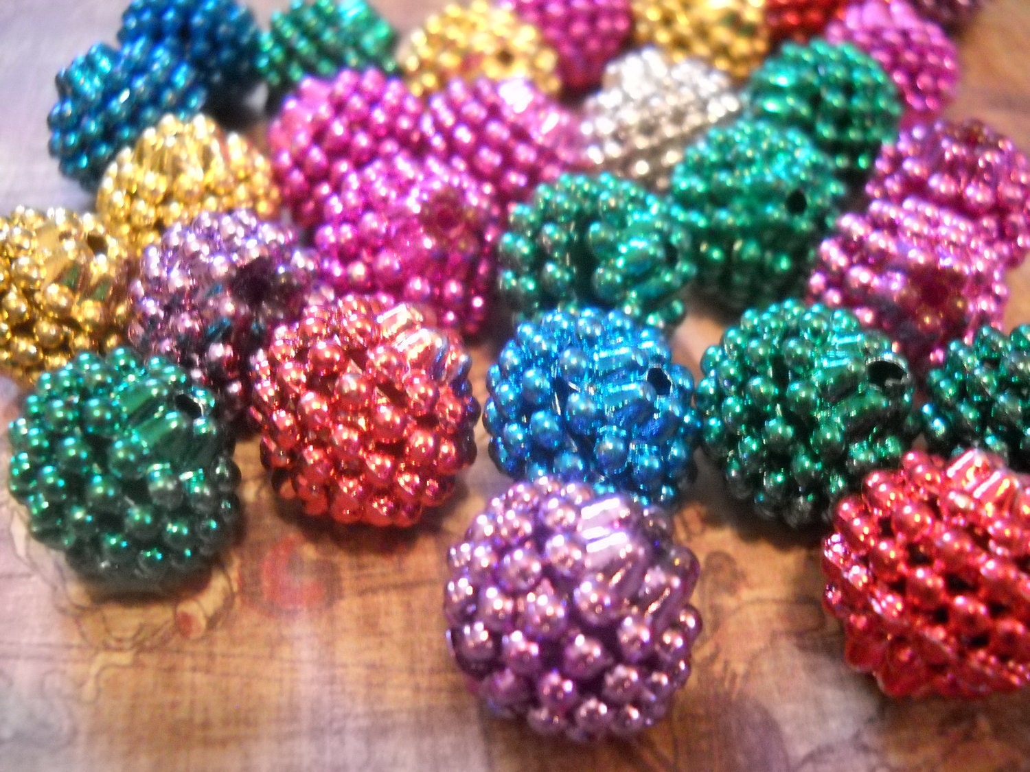 Berry Beads Fruit Beads Bumpy Berry Beads 15mm Metallic Beads