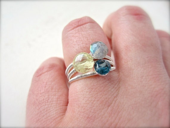 DIY Gemstone Stacking Ring Kit 3 pack sterling silver