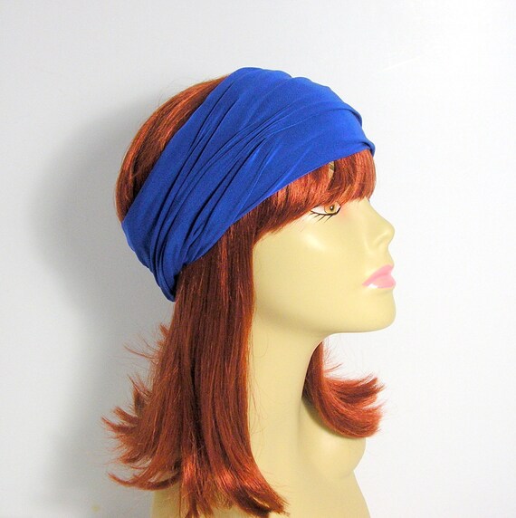 Cobalt Blue Lycra Head Wrap Royal Blue Head Wrap Turban Head