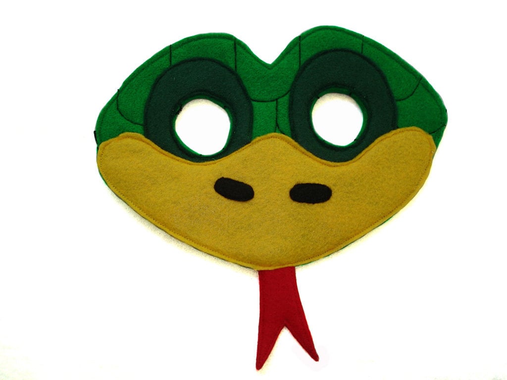 Children's Green SNAKE Felt Animal Mask