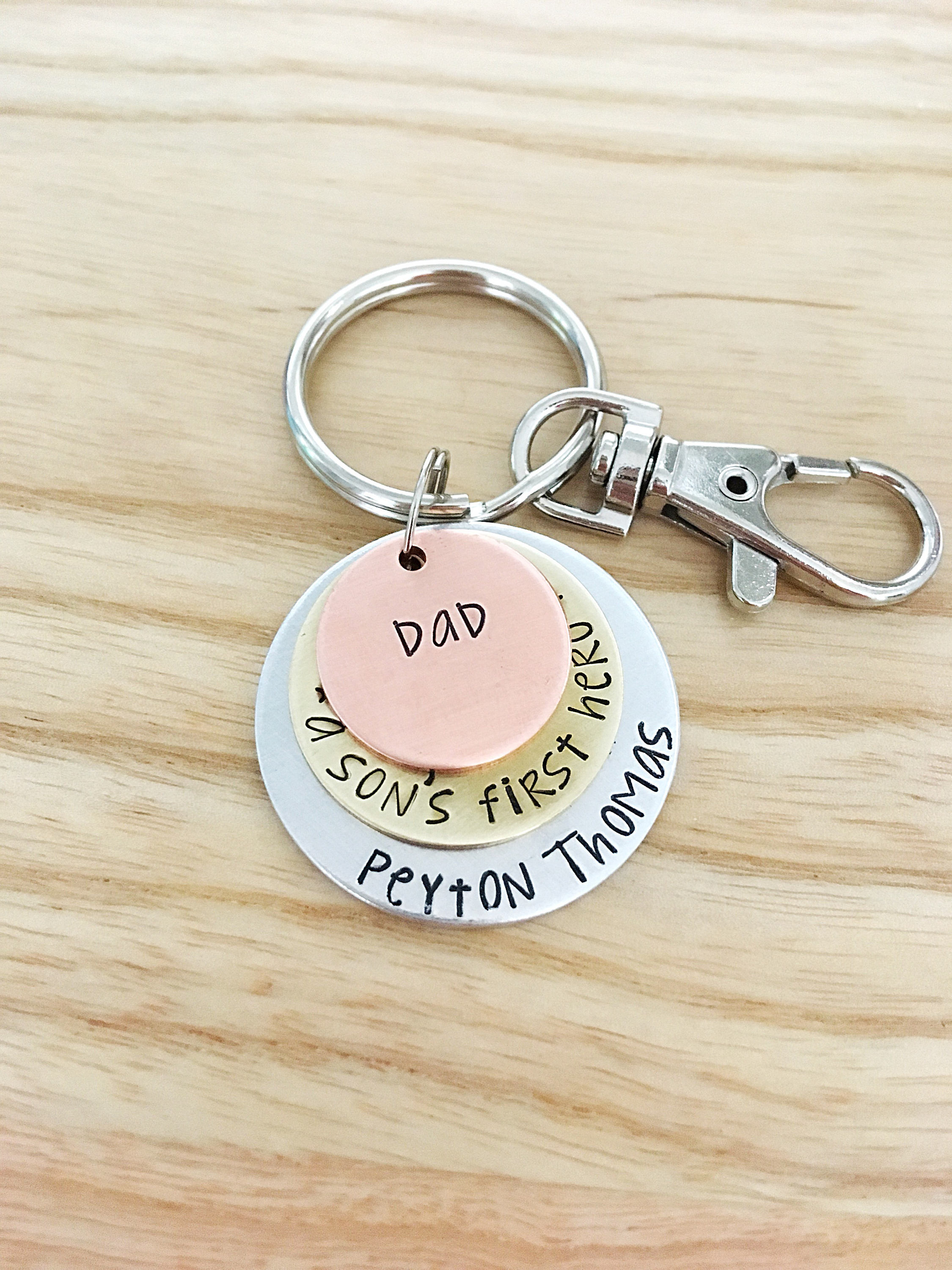new dad gift keychain a sons first hero dad keychain