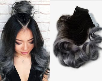 Grey hair extension | Etsy