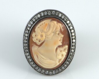 Carved shell ring | Etsy