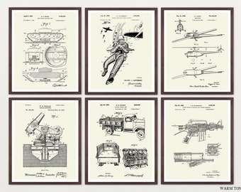 Military Patent Prints Set Of 6 Army Art Posters Military