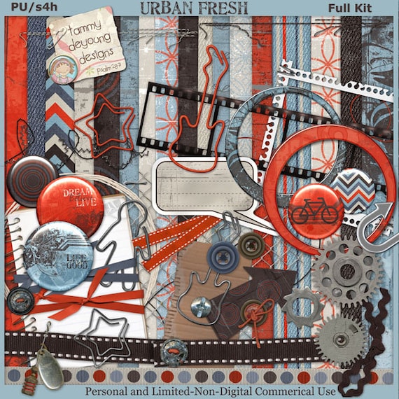 Rock and Roll Digital Scrapbook Kit 90's Grunge clipart