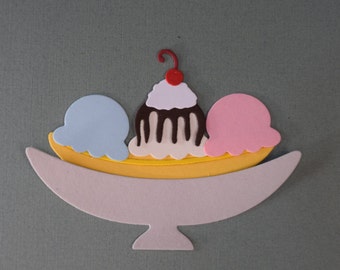 Banana Split Watercolor Painting Ice Cream Sundae Art Food