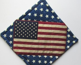 Small American Flag Mug Rug or Wall Hanging