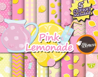 Pink Lemonade Digital Paper Pink Lemonade Party