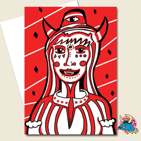 Devil Woman Card Birthday Card Greeting Card Halloween