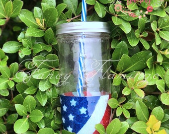 American Flag Mason Jars Quart Sized
