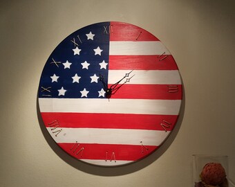 American flag clock | Etsy
