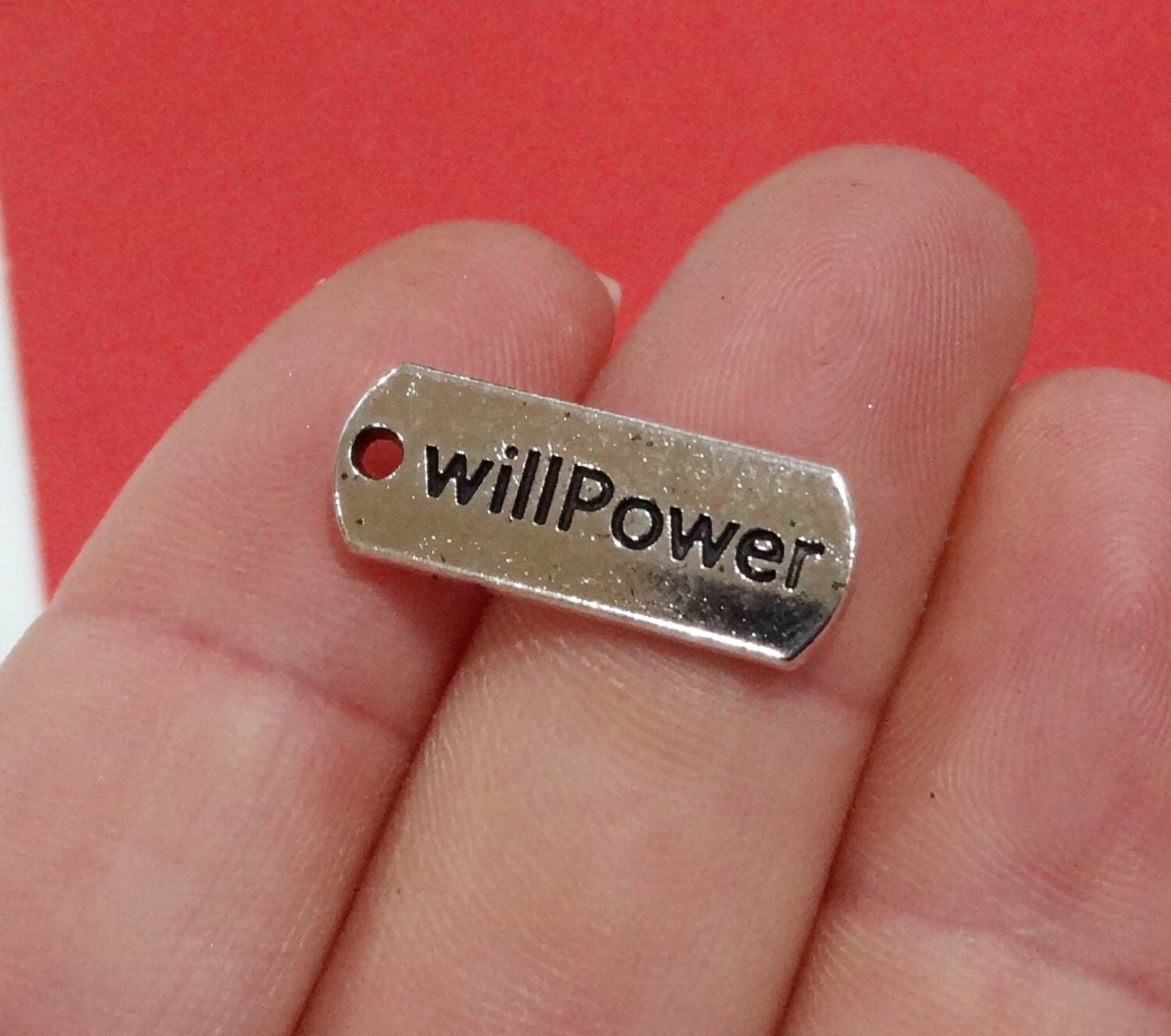 10 WillPower Charms 21x8x2mm Hole: 1.9mm