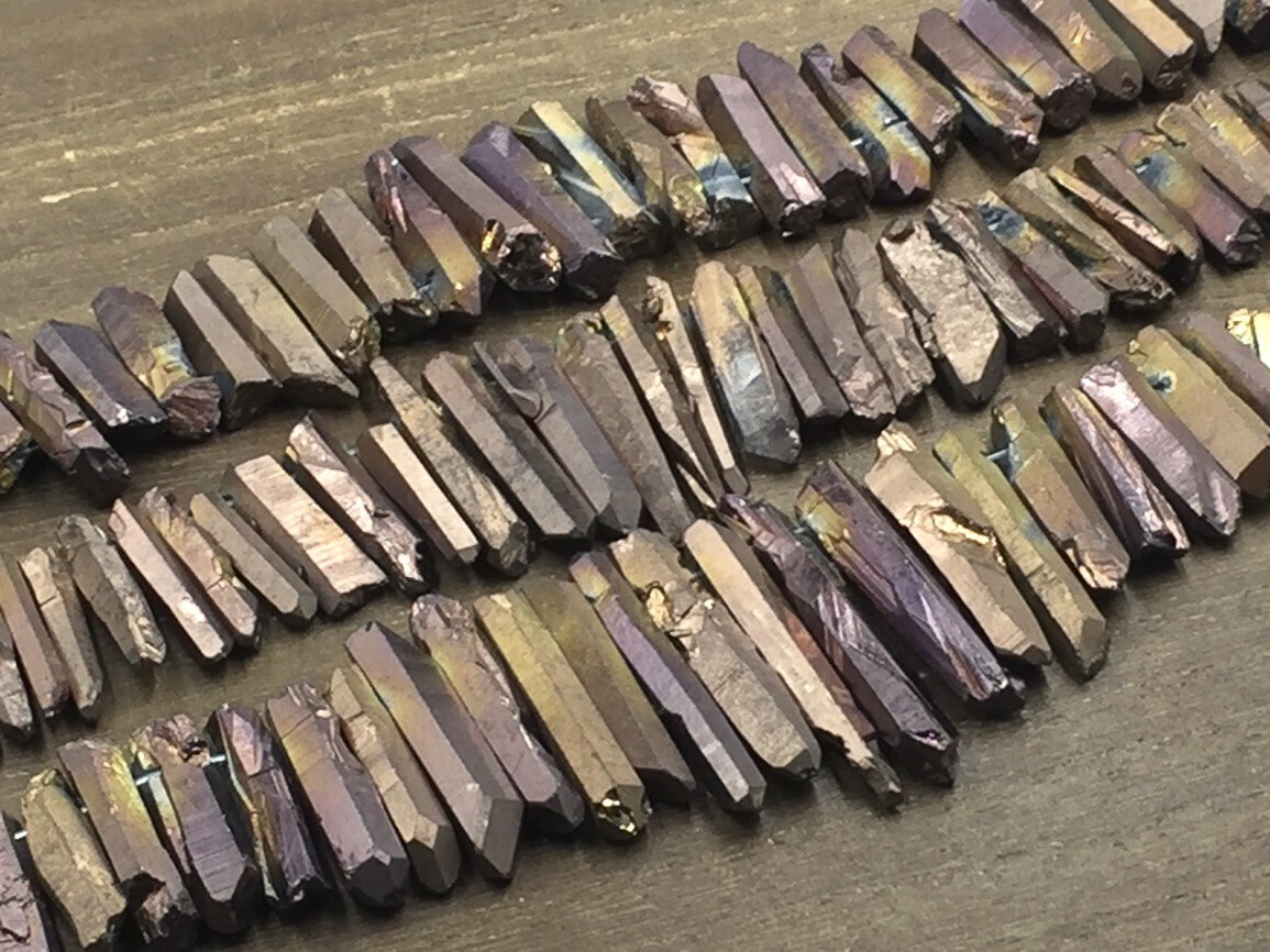 Raw Bronze Quartz Point Crystal Point Beads Slender Stick