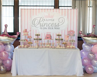 Printable Pink Paris Themed Baby Shower Backdrop Digital