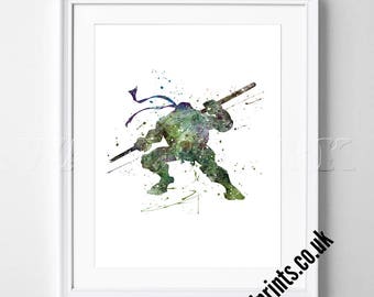 Teenage Mutant Ninja Turtles Poster Ninja Leonardo Watercolor