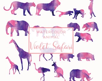 Gold SAFARI Animal Silhouette Digital Download Watercolor