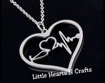 Heart beat necklace | Etsy