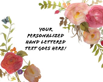 All Hand Lettered Text with Gold and Blue Border Ketubah