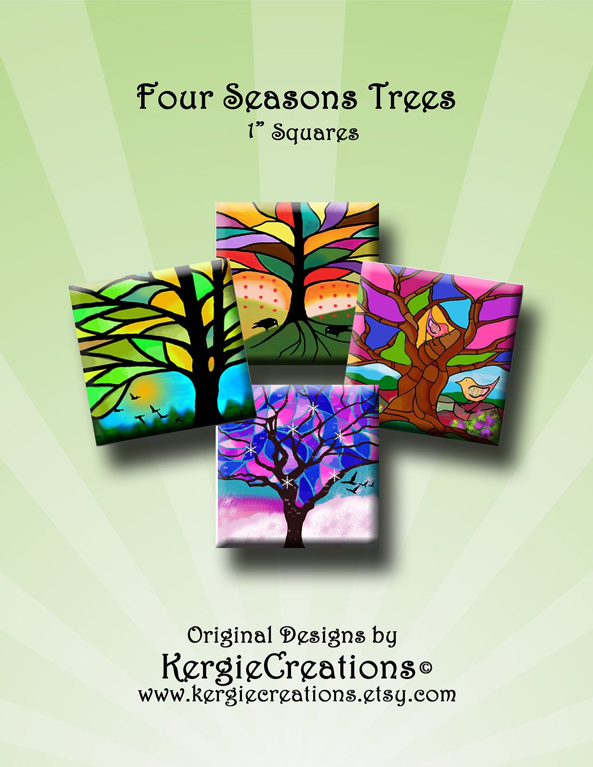 FOUR SEASONS TREES 24 x 1 inch square images for