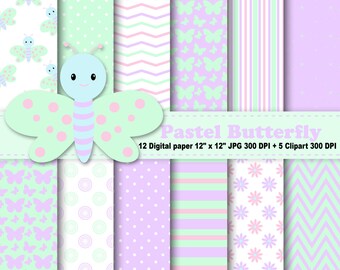 Butterfly Digital Paper Clipart : Butterfly Digital