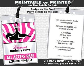 Red Carpet Paparazzi VIP Pass Birthday Party Invitations