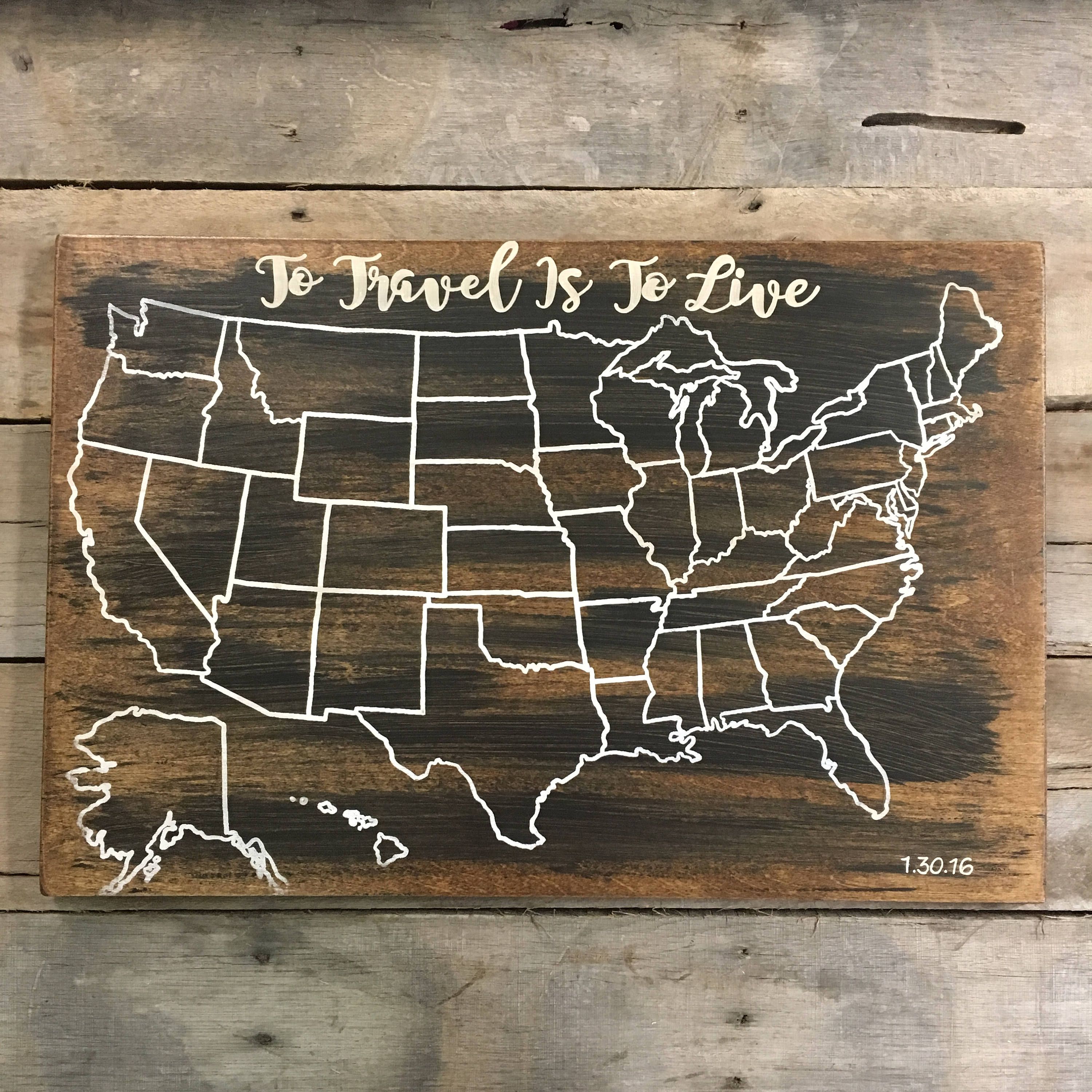 Travel Map US Wood Map USA Travel Map Personalized Pin