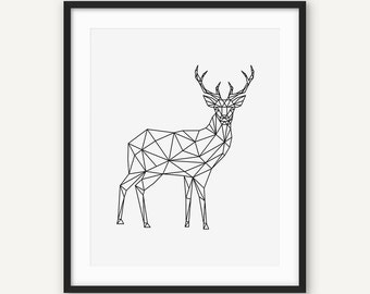 Modern deer print | Etsy