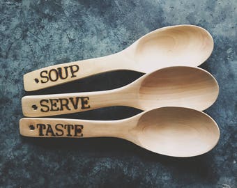 Wood burned spoons | Etsy