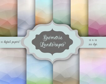 Gold Rainbow Geometric Digital Paper triangles sparkle