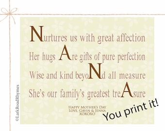 Nana poem | Etsy