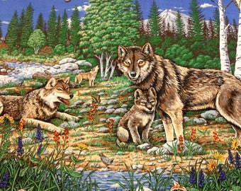 Wolf fabric panel | Etsy