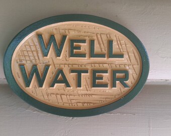 Carved Well Water notice Plaque Irrigation Sign