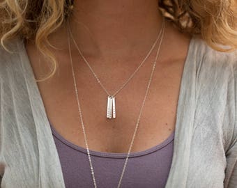 GOLD Vertical Bar Necklace Long Bar Necklace Skinny Bar