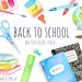 Watercolor Back to School Clipart School Supplies Clipart