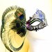 Peridot Green theme masquerade mask with peacock feathers