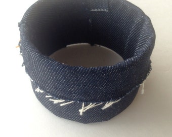 Denim cuff bracelet | Etsy