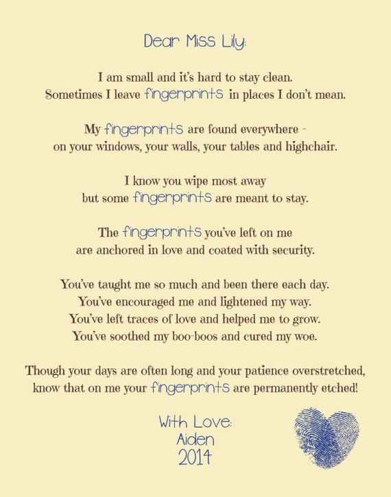 Custom fingerprints poem printable download