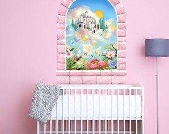 Frozen Inspired Ice Castle Window Fabric Wall Decals with 6