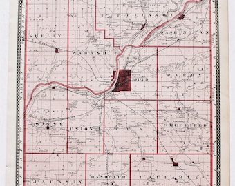 Indiana railroad map | Etsy