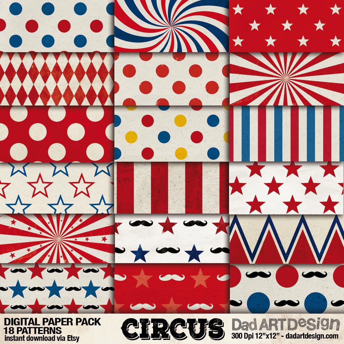 Circus Patterns Digital Paper Pack 02 Wallpapers