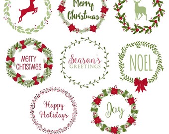 Gold Digital Wreaths Clip Art. Gold Glitter Laurels Clip Art.
