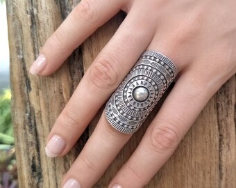 Silver shield ring | Etsy