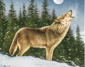 Wolf fabric panel | Etsy