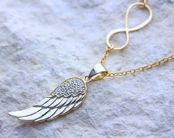 Gold Wing Necklace Gold Angel Wing Necklace Guardian Angel