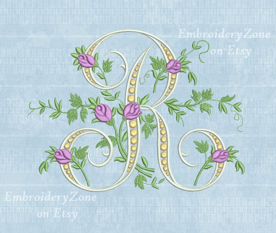 R monogram Machine Embroidery design letter R from beautiful