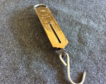 Salter Fish Scale 50 LB Made in England Brass Pocket Balance