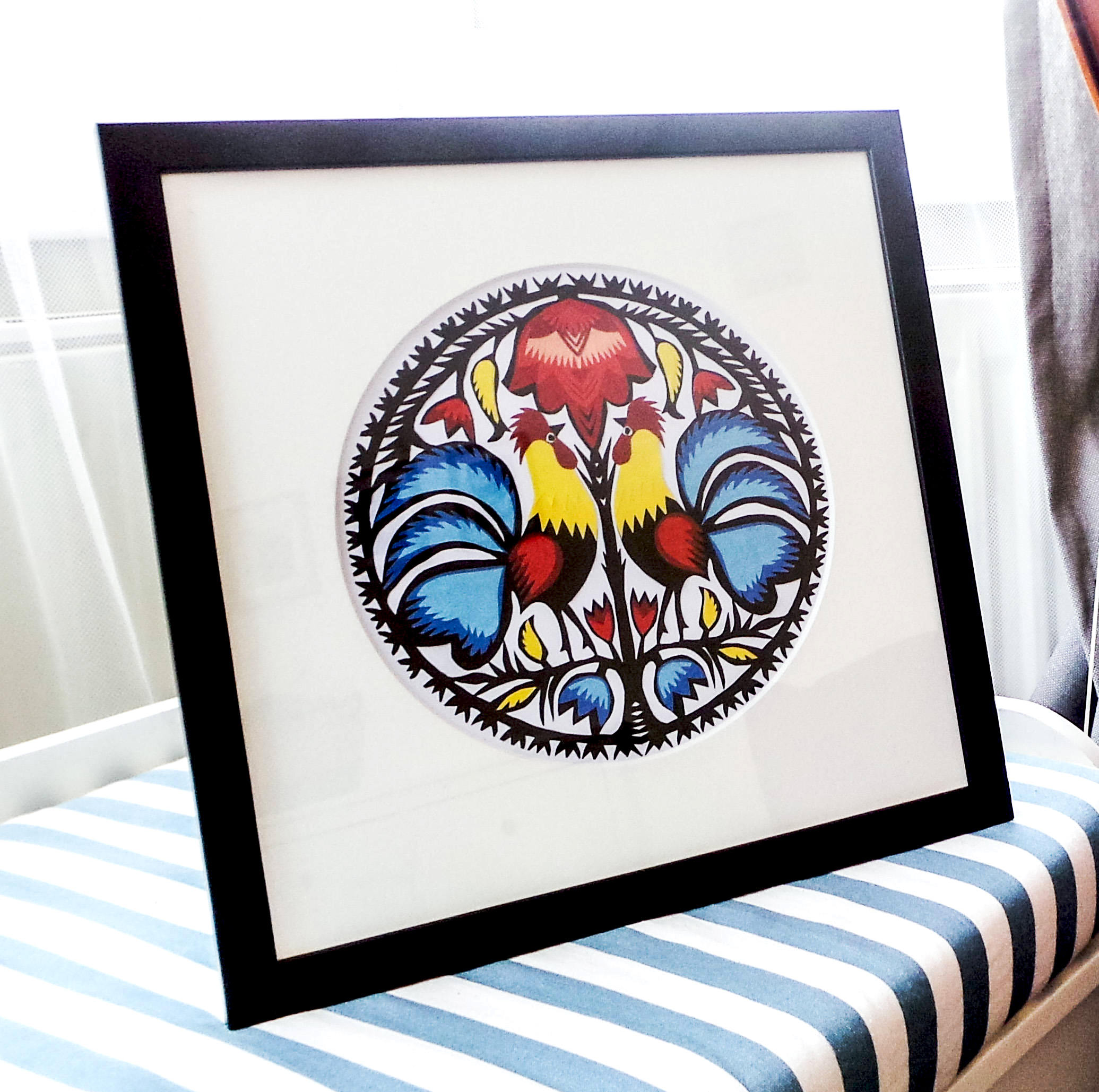 Original Papercut Wycinanki Polish Folk Art Collage Handmade